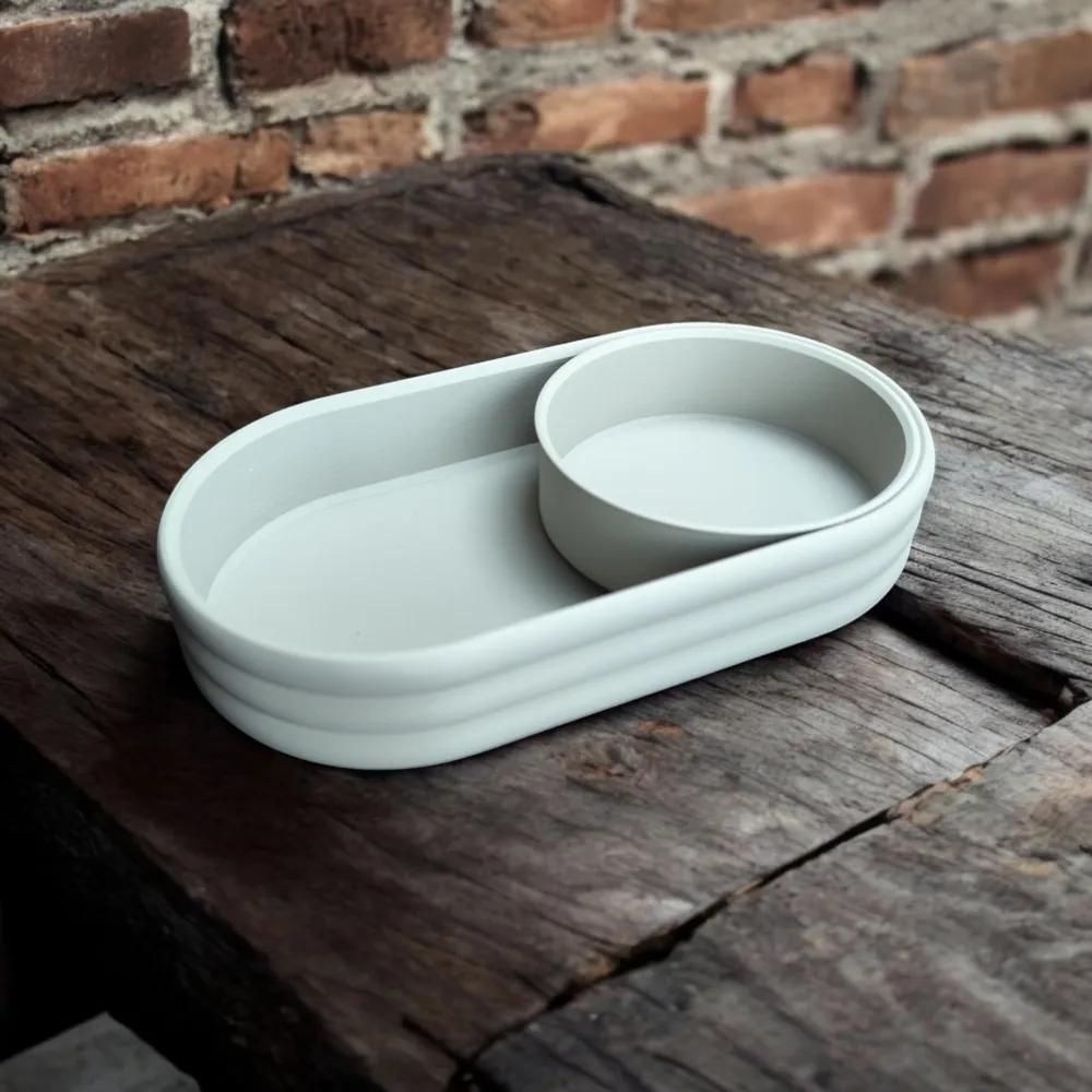 Modern Mid-Century Tray with sliding Coin Bowl by Deltaprints - MakerWorld