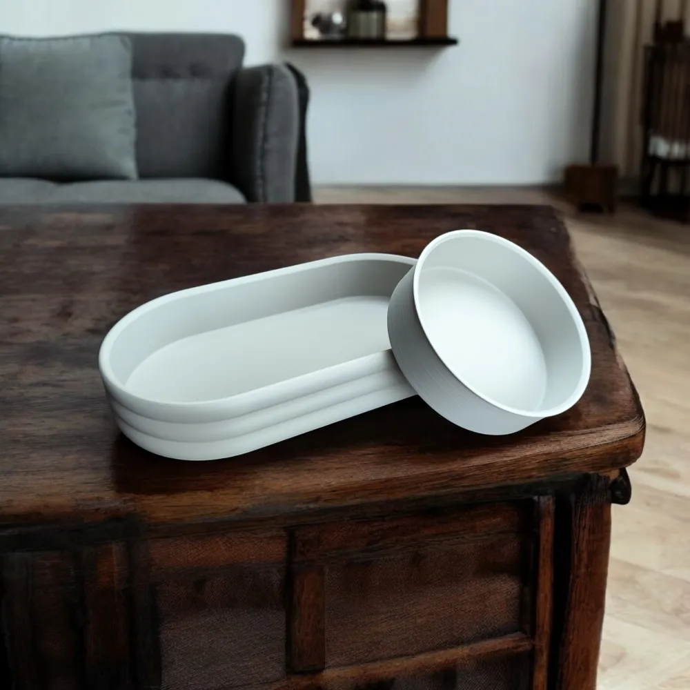 Modern Mid-Century Tray with sliding Coin Bowl by Deltaprints - MakerWorld