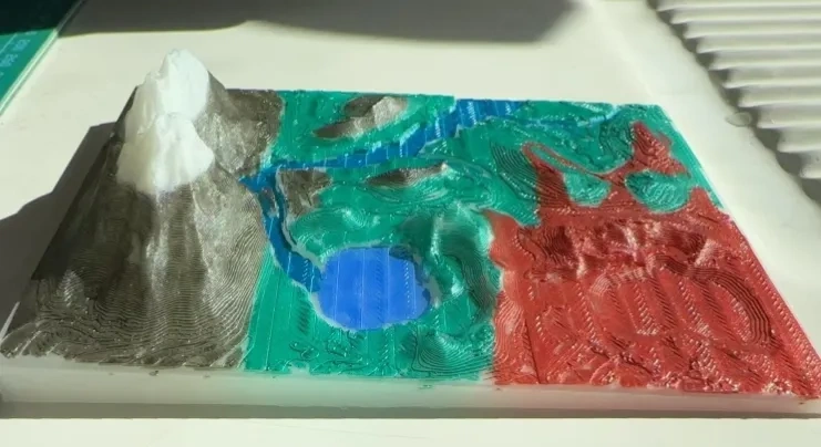 Snow mountain, lake, river, canyon, desert, and plain landform models ...