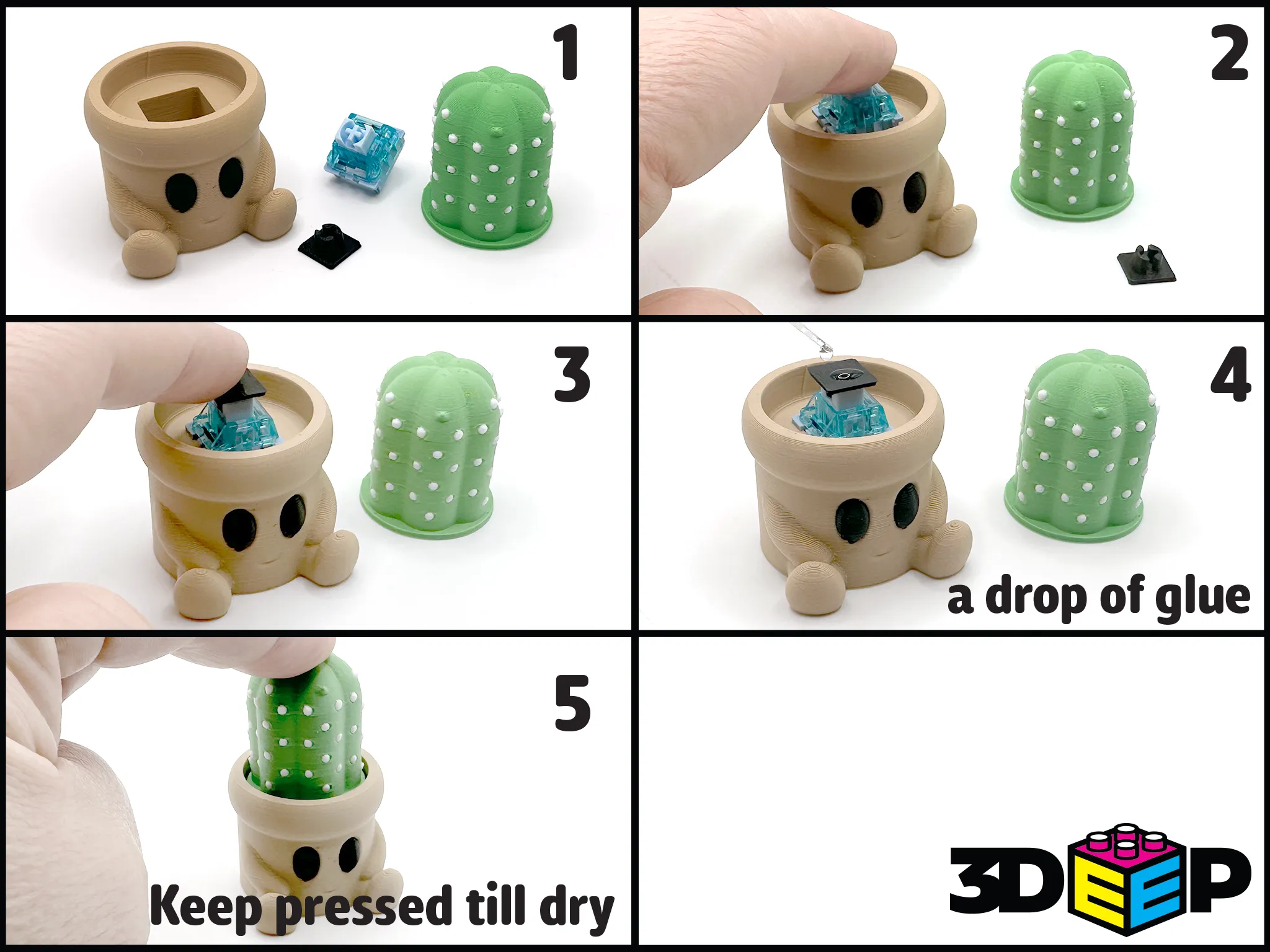 Cute Cactus Succulent Keyboard Clicker No Supports by 3DeepDesigns ...