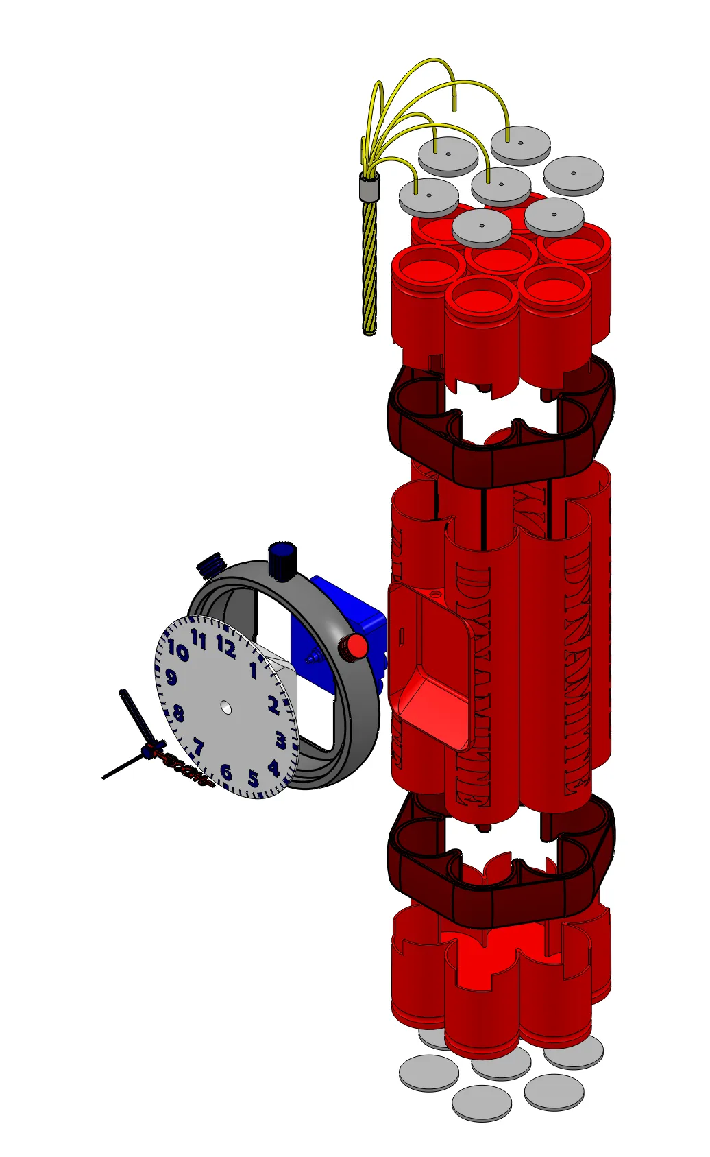 Dynamite Clock Kit-011 Vertikal version by Rober7Crow MakerWorld: Download Free 3D Models