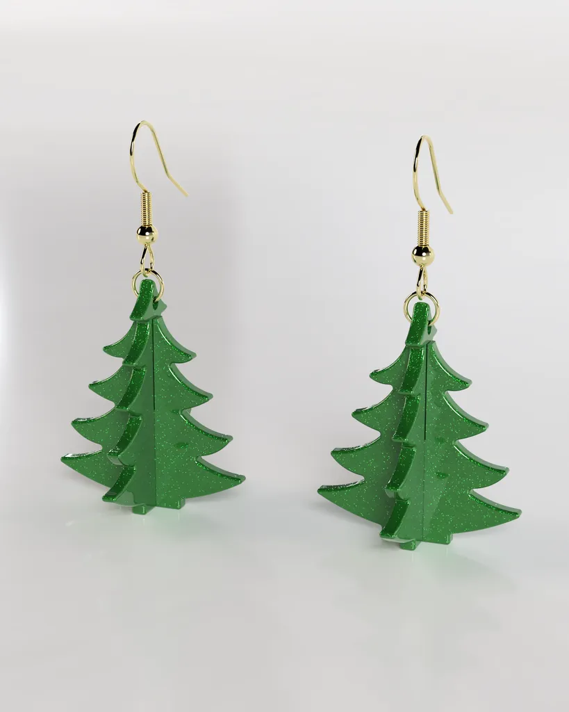Christmas tree earrings by dantech - MakerWorld