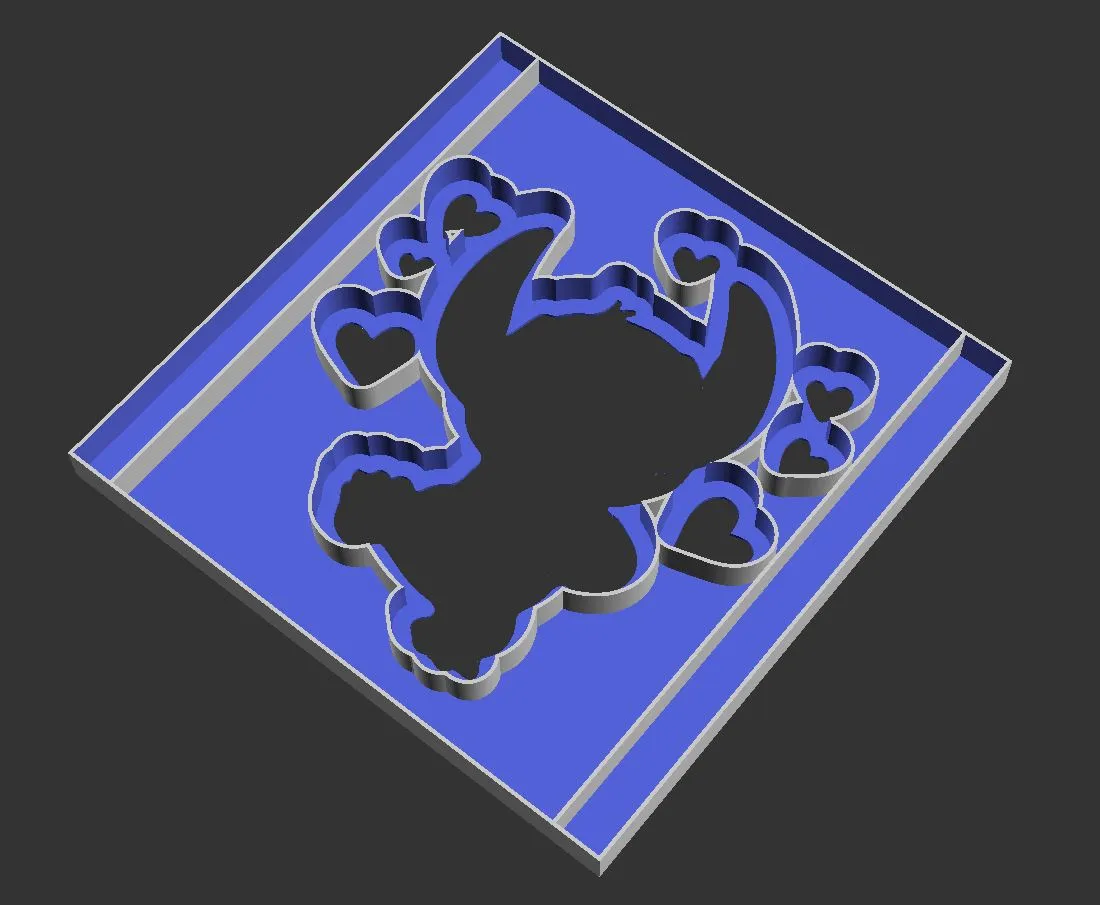 Stitch Heart Silhoutte - Poop Art by 3dprintedartuk MakerWorld ...