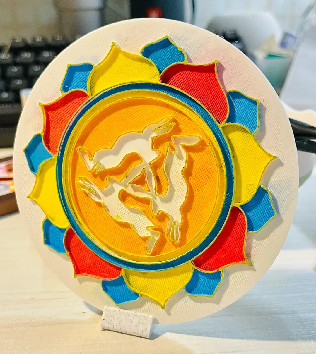 Dunhuang Three-Colored Rabbit Ear Cup Coaster by winnieyee - MakerWorld