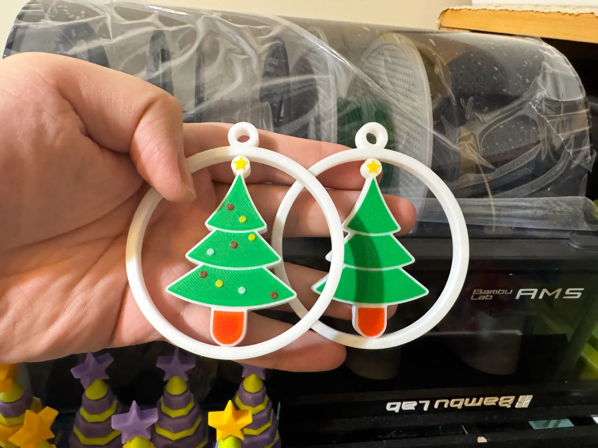 Double-Sided Rotating Christmas Tree Ornament by Kass 3D Lab - MakerWorld