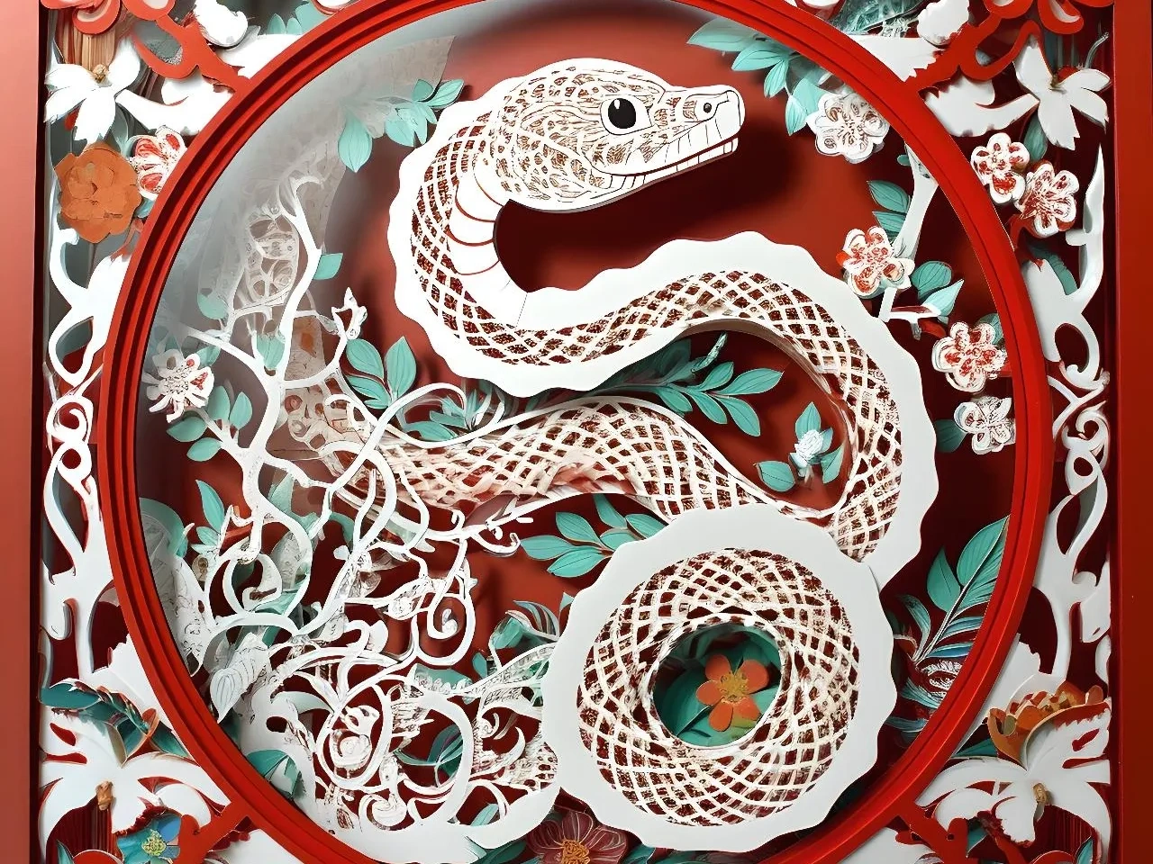 Year of the Snake Window Lattice Relief Print by 焦糖铁观音 - MakerWorld