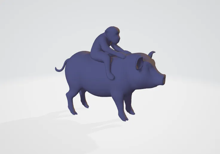 Monkey riding pig by Often_AI MakerWorld: Download Free 3D Models