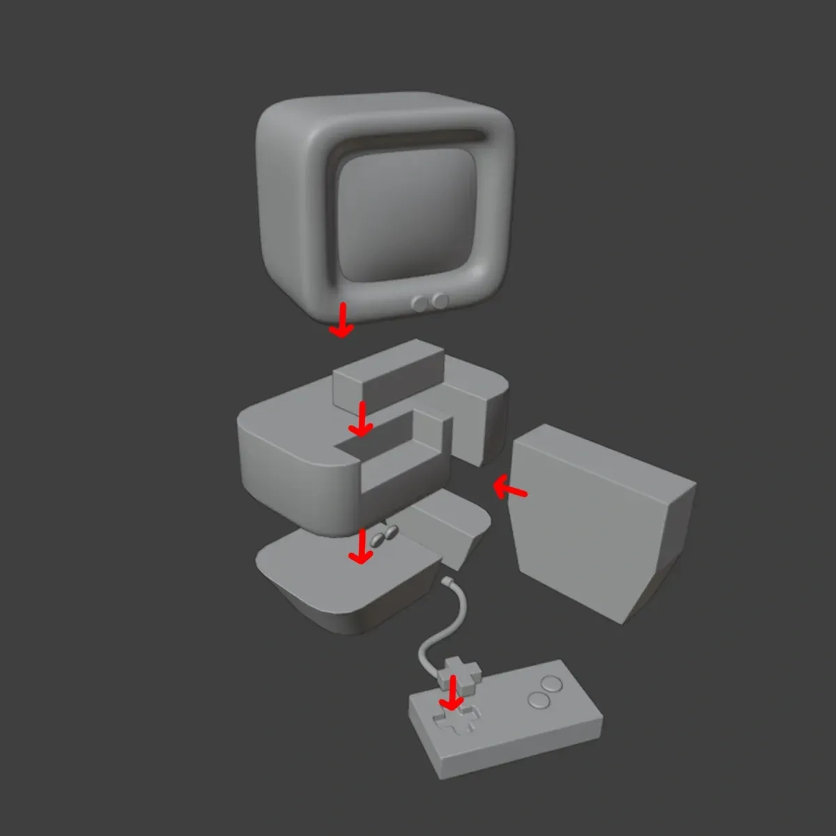 Children's Educational Building Block Game Console Model by 克洛plus ...