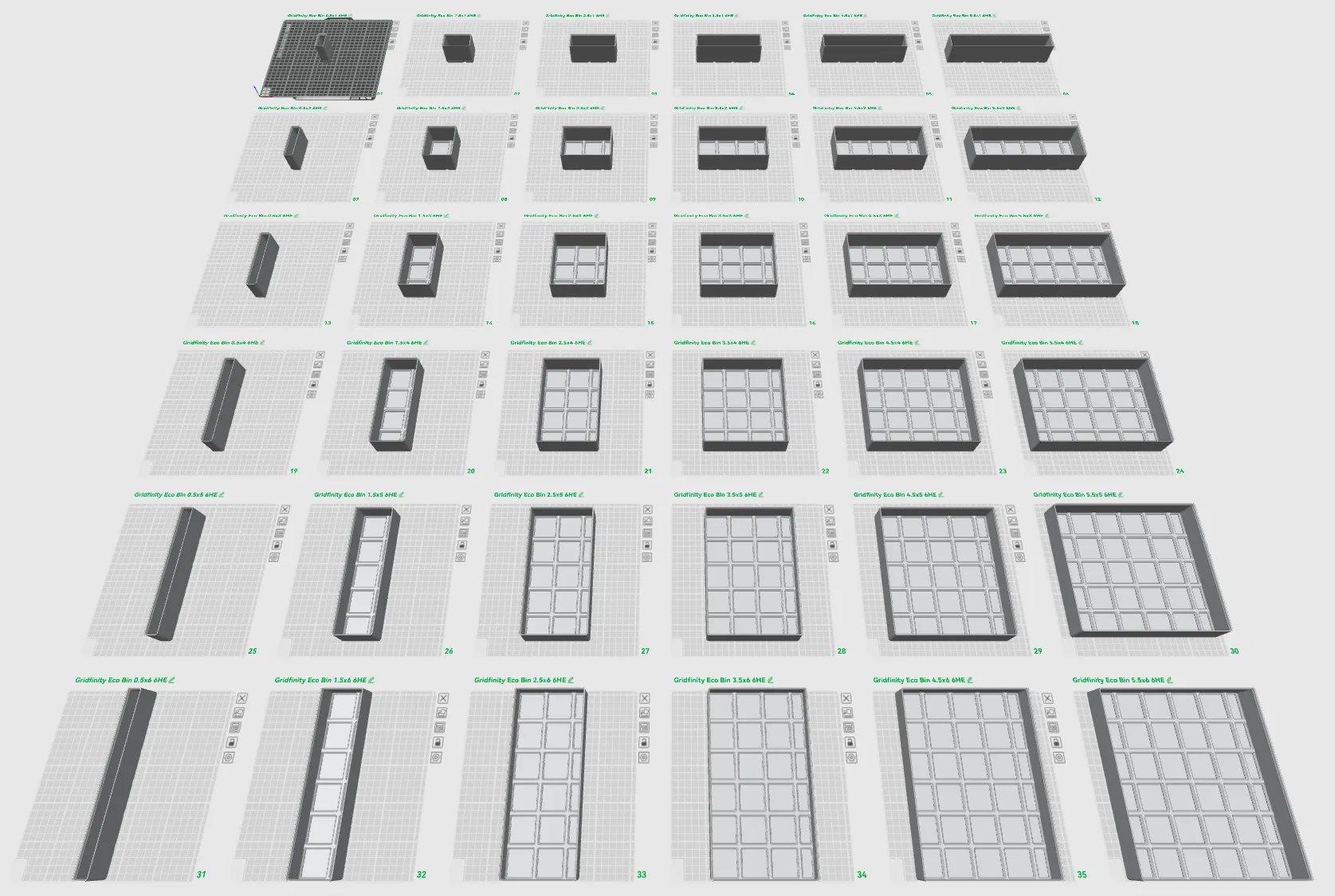 Gridfinity Eco Bin, half grid - all sizes by Schmidsfeld MakerWorld ...