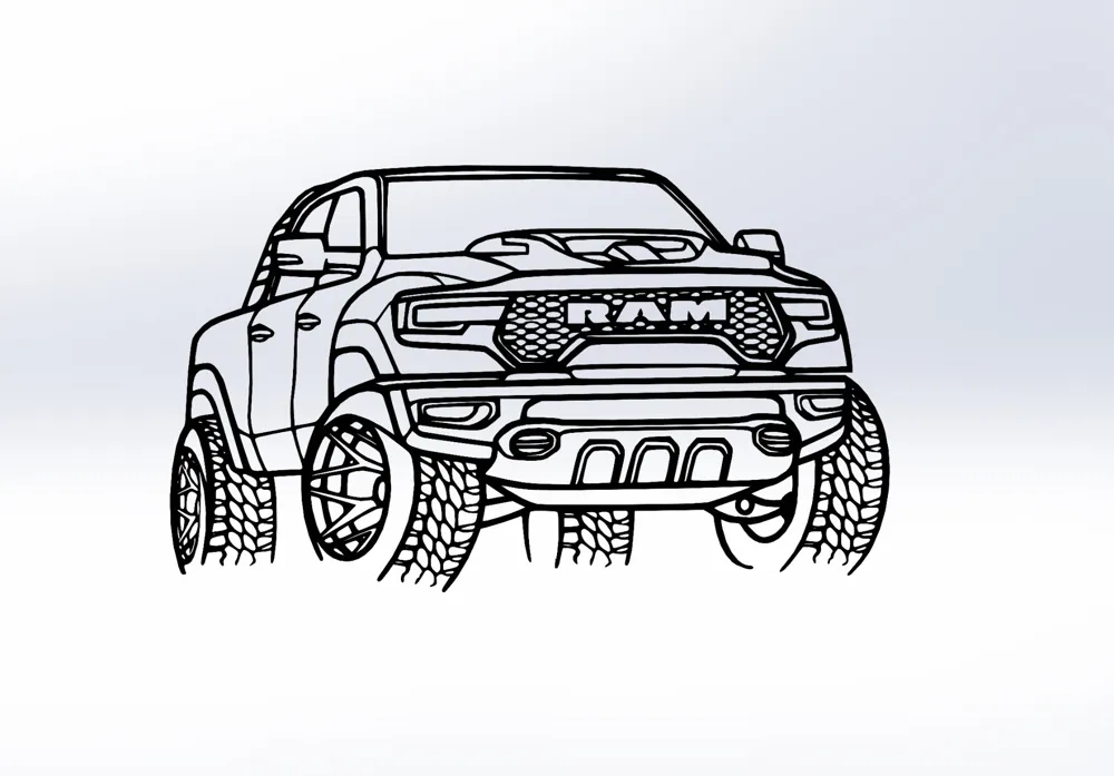 RAM TRX Truck Outline - Wall Art - Free 3D Print Model - MakerWorld