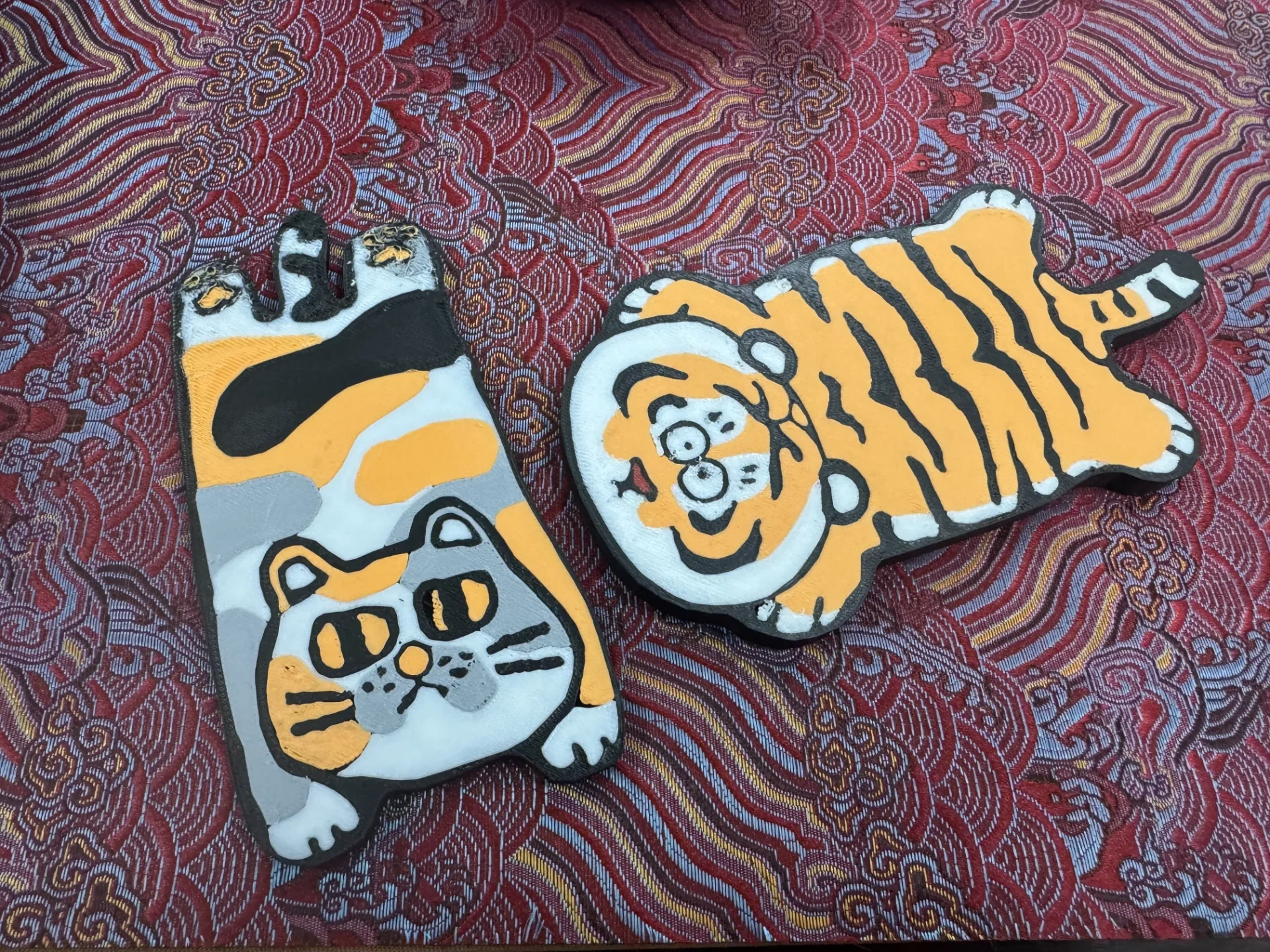 Cartoon cat skin coasters, refrigerator magnets by 天天向上 - MakerWorld