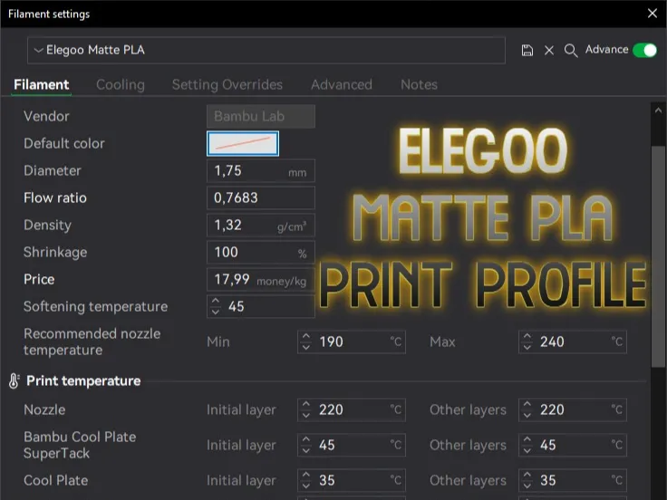 Elegoo PLA Matte Print Profile by zan.kostas - MakerWorld