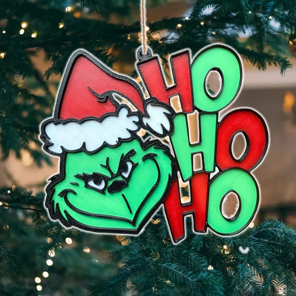 Christmas Grinch Ho Ho Ho Tree Ornament - Free 3D Print Model - MakerWorld