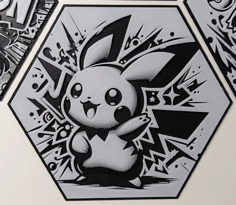 Pokemon Pikachu Hueforge Hex Hexagon by Sebastien - MakerWorld
