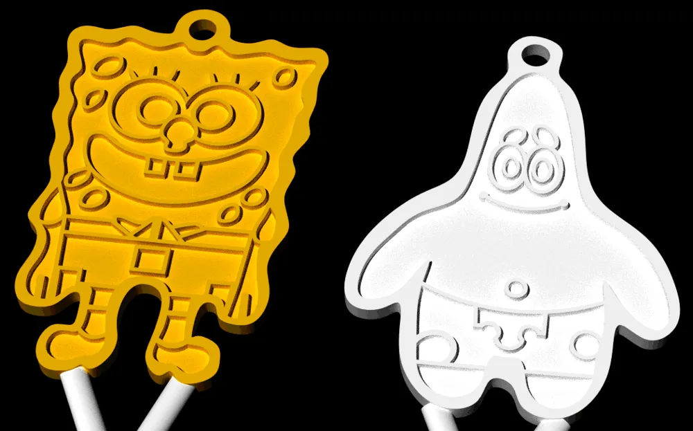 SpongeBob and Patrick Star Keychain by 徐雪晨 - MakerWorld