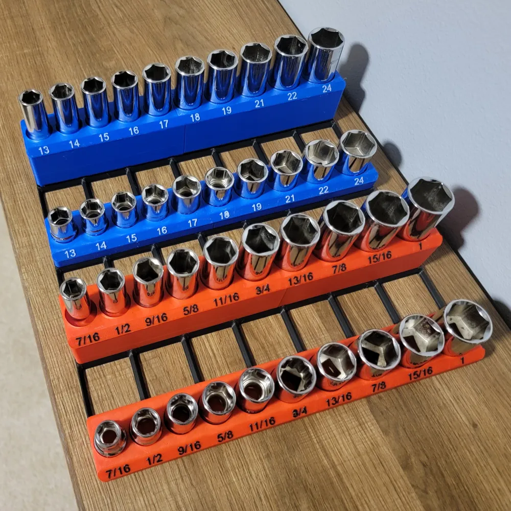 Socket Holders 1/2" Drive - Gridfinity (1 row) - Free 3D Print Model ...