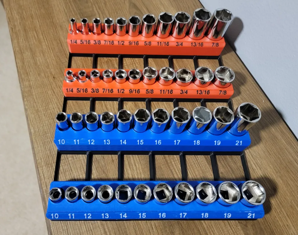 Socket Holders 3/8" Drive - Gridfinity (1 row) by ADHDid - MakerWorld