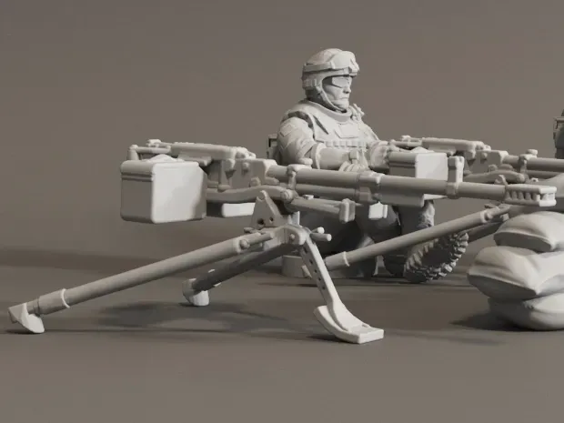Heavy Machine Gunner Figurine by 天天向上 MakerWorld: Download Free 3D Models