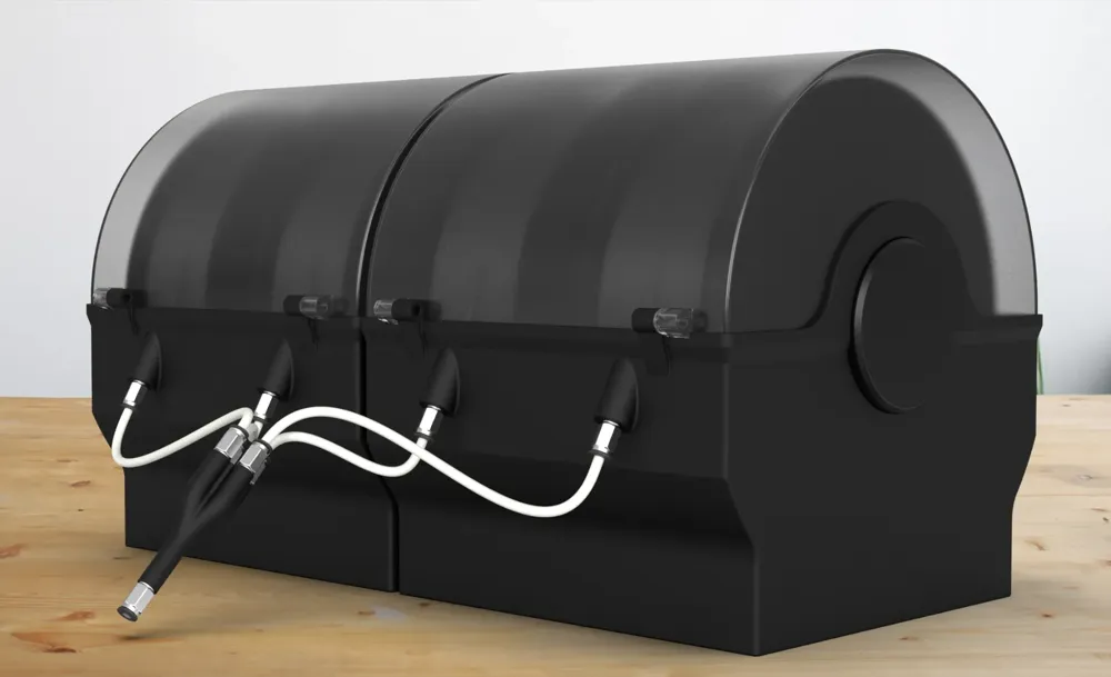 A filament spool storage box with a drying function, accommodating four ...