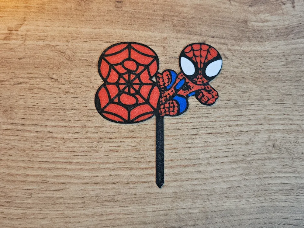 Spiderman 8 birthday cake topper by Design Lerk - MakerWorld