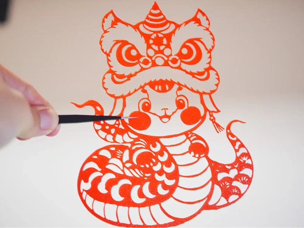 Year of the Snake Paper Cutting - Window Decoration - Cartoon Paper ...
