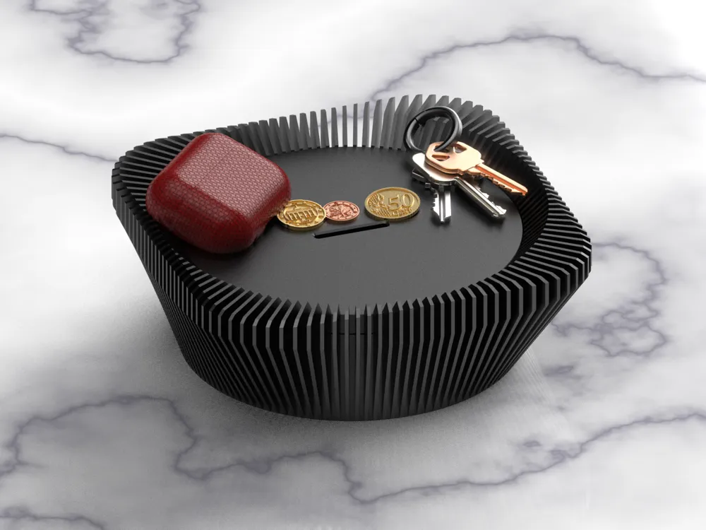 Ribbed Key / Coins Hallway Tray v2 (tall) by Max - MakerWorld