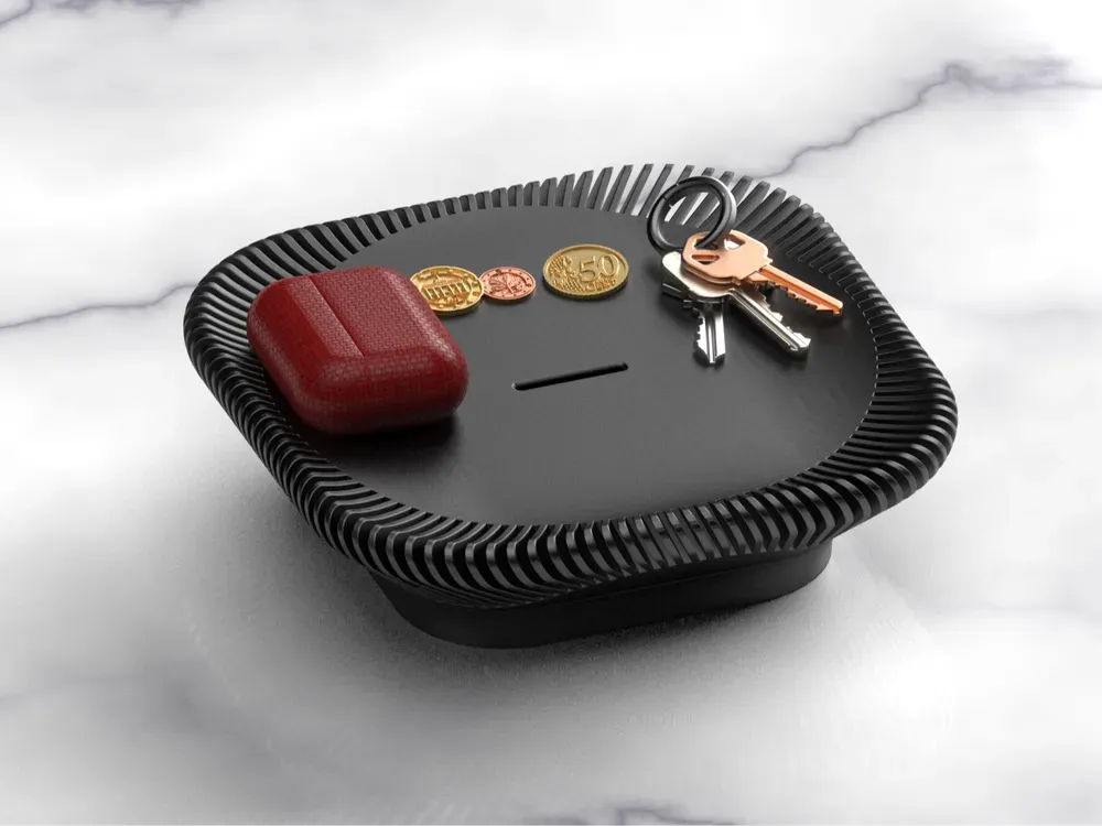 Ribbed Key / Coins Hallway Tray v2 (tall) by MaxLayers - MakerWorld