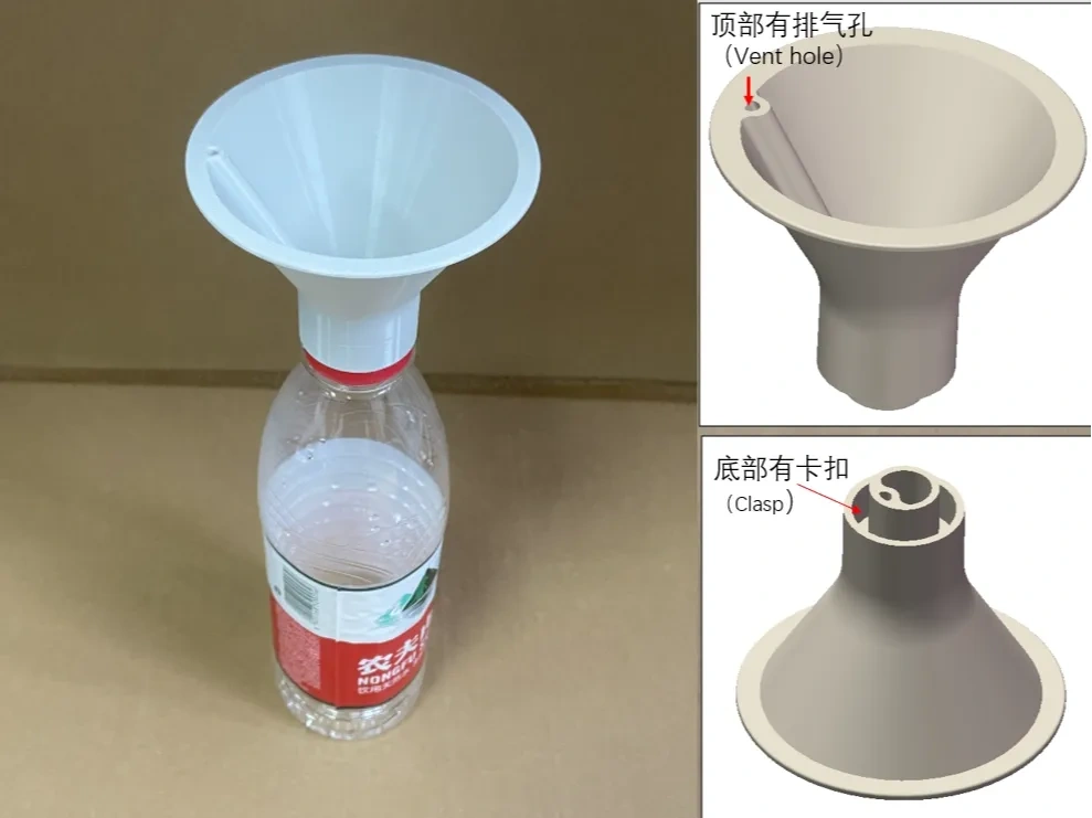 Spill-Proof Plastic Bottle Funnel—Hands-Free Operation (Universal ...