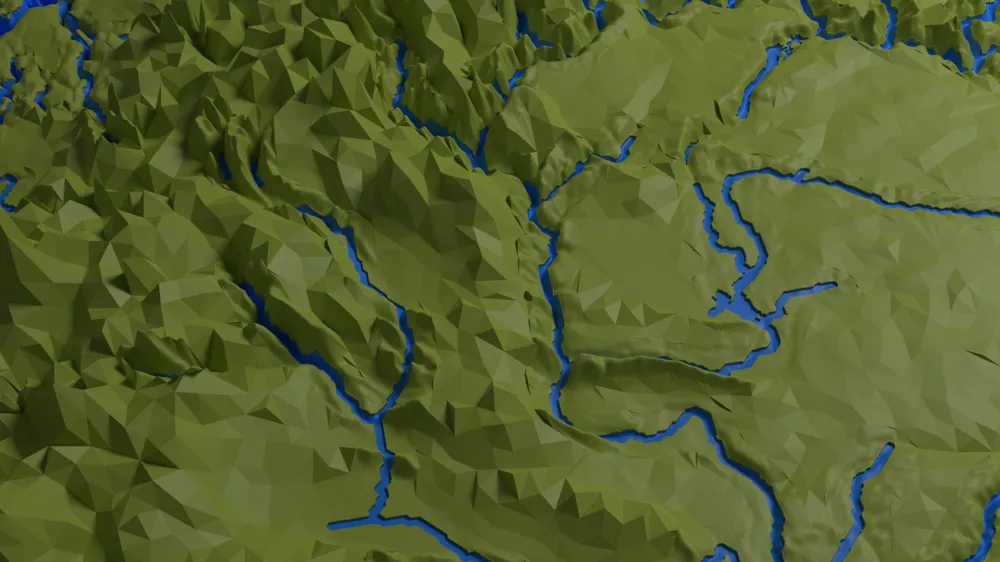 Washington, USA (WA) Low Poly Topographic Map Remixed by Anson Liu ...