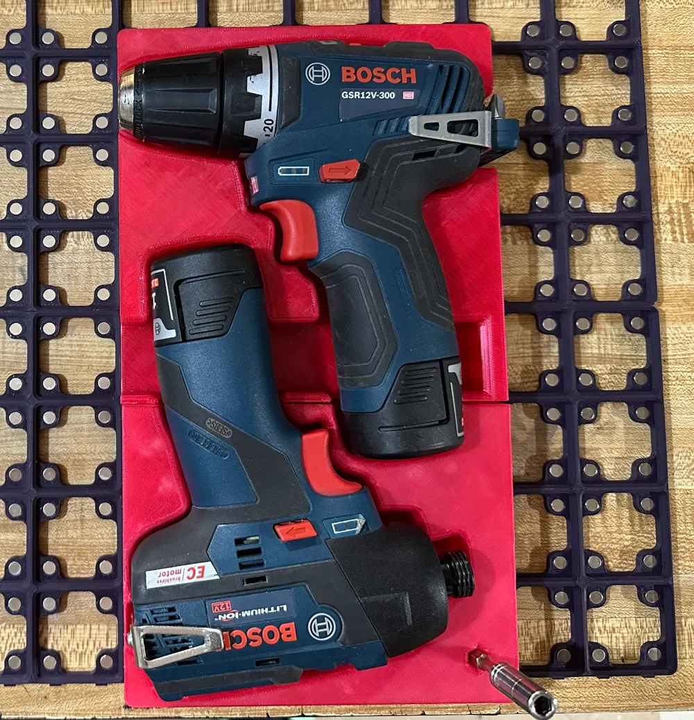 Gridfinity module for Bosch 12V drill and impact by rotaxane MakerWorld ...