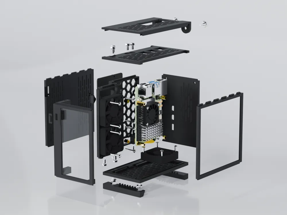 Raspberry Pi 5 PC Case Acrylic Pannels NVME - Free 3D Print Model ...
