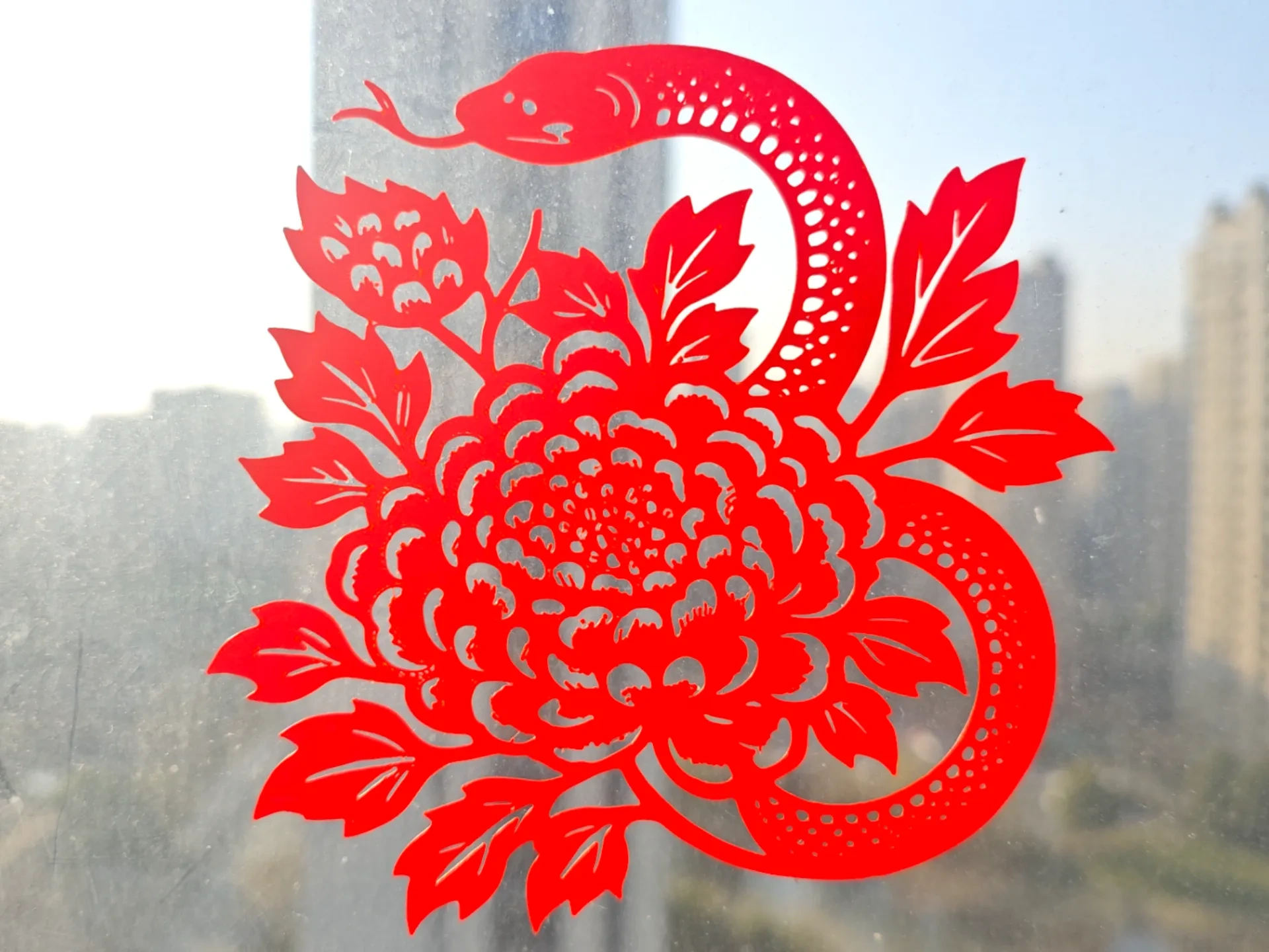New Year's window flower paper-cut (Spirit Snake Peony) by CLLLOUD ...