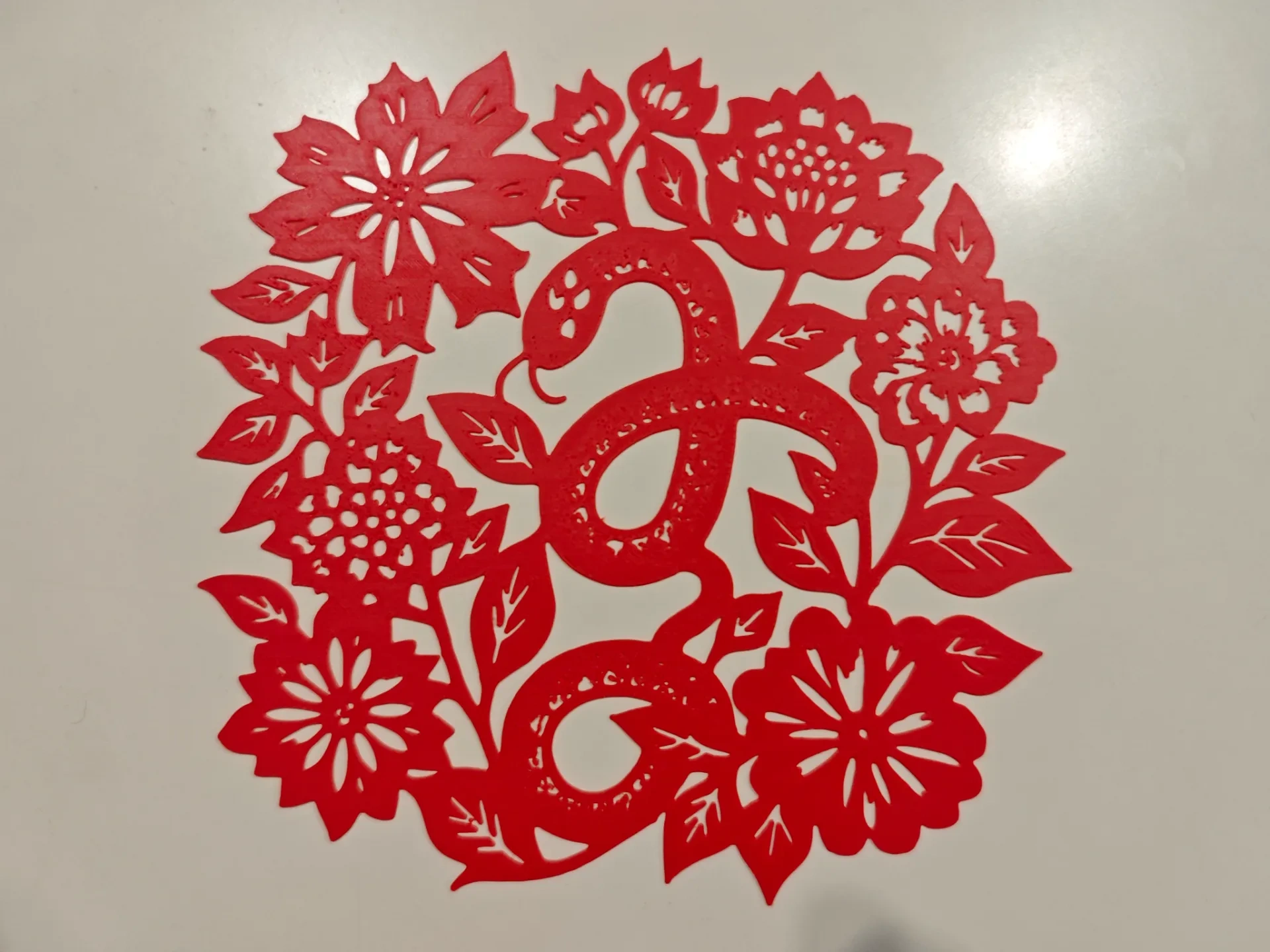 New Year's window lattice paper-cut (snake in flower) by CLLLOUD ...