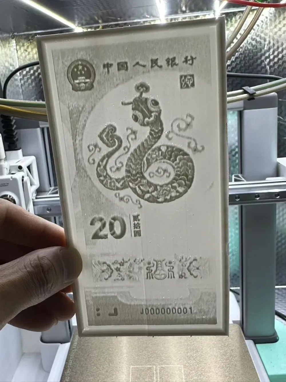 Embossed 3D printed 20th Snake Year commemorative, can be made into an ...