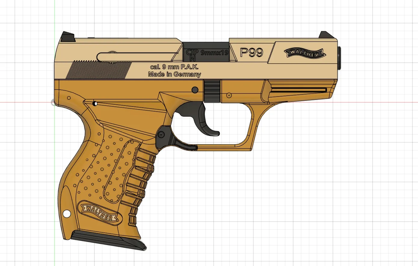 Walther P99 pistol toy model (no move&launch) - Free 3D Print Model ...