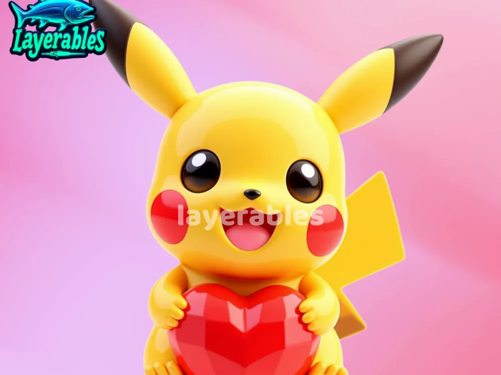 adorable pikachu heart figurine by Layerables - MakerWorld