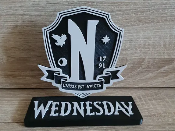 Nevermore Academy logo - Wednesday Style Stand by Martin Crow - MakerWorld