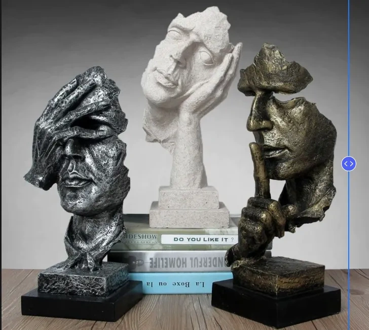 Silence is golden, European modern abstract figure sculpture by ABAB ...