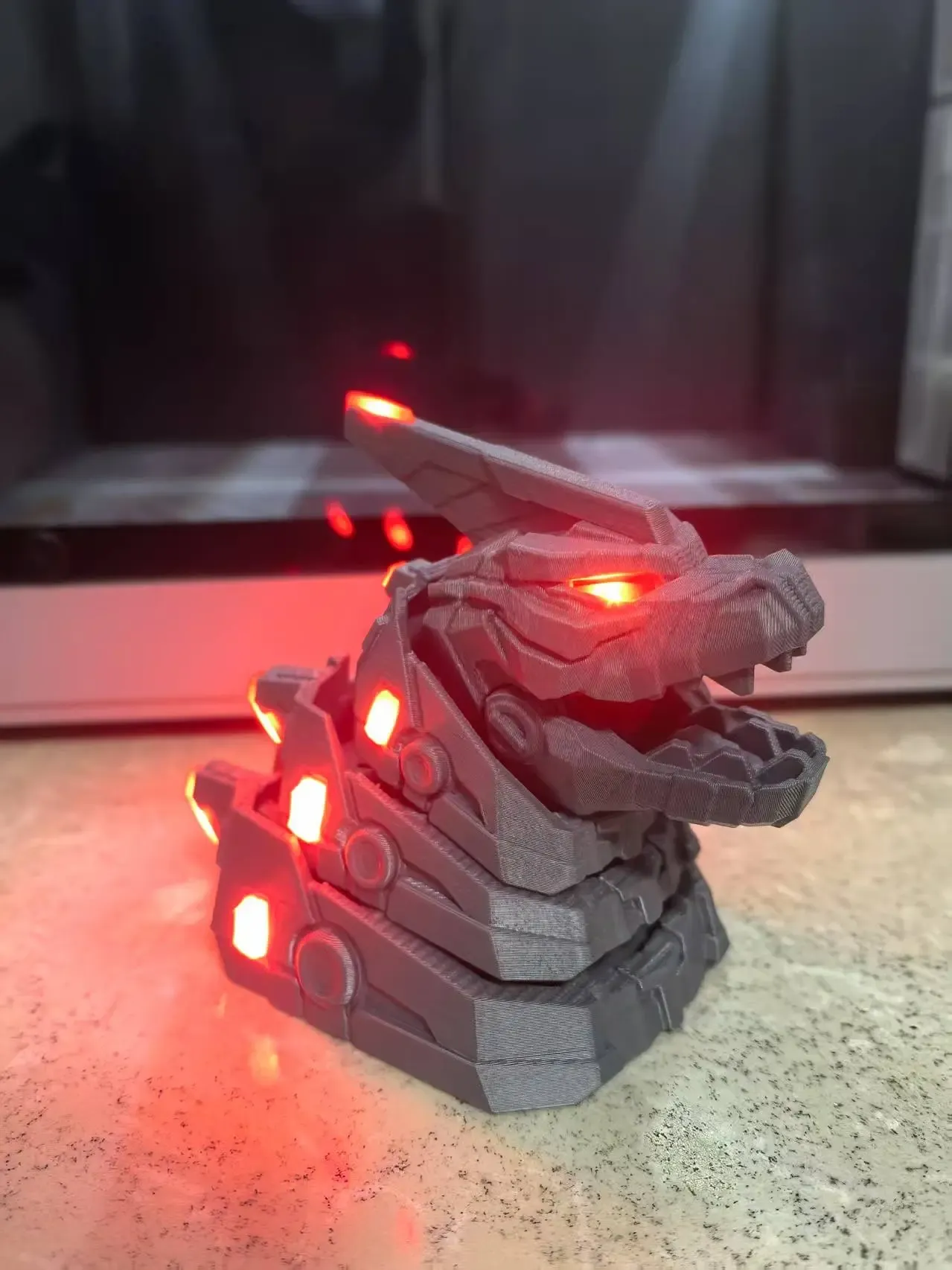 Mechanical Godzilla Desk Ornament with Lights - Free 3D Print Model ...
