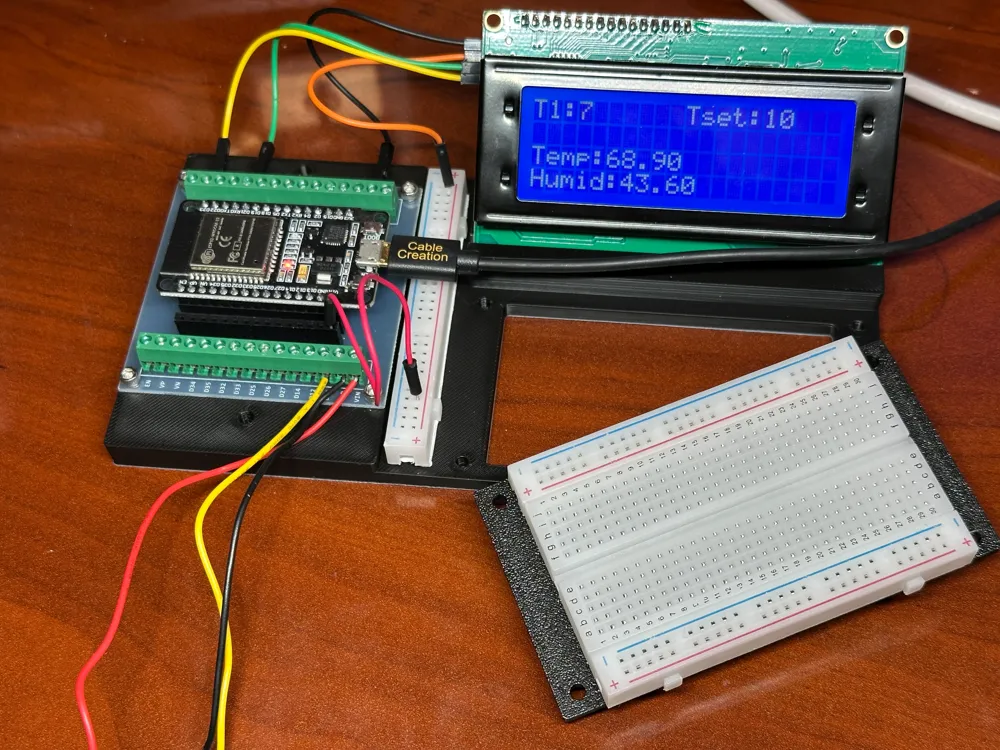 Arduino ESP32 breakout board holder LCD breadboard by etischer - MakerWorld