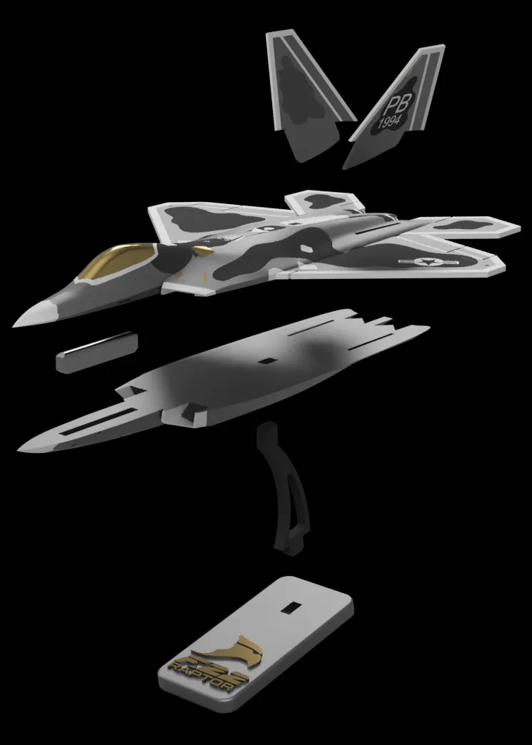 F-22 Raptor Plane Kit Card - Free 3D Print Model - MakerWorld