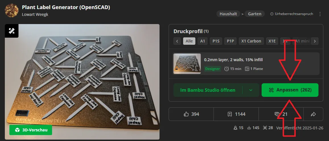 Plant Label Generator (OpenSCAD) - Free 3D Print Model - MakerWorld