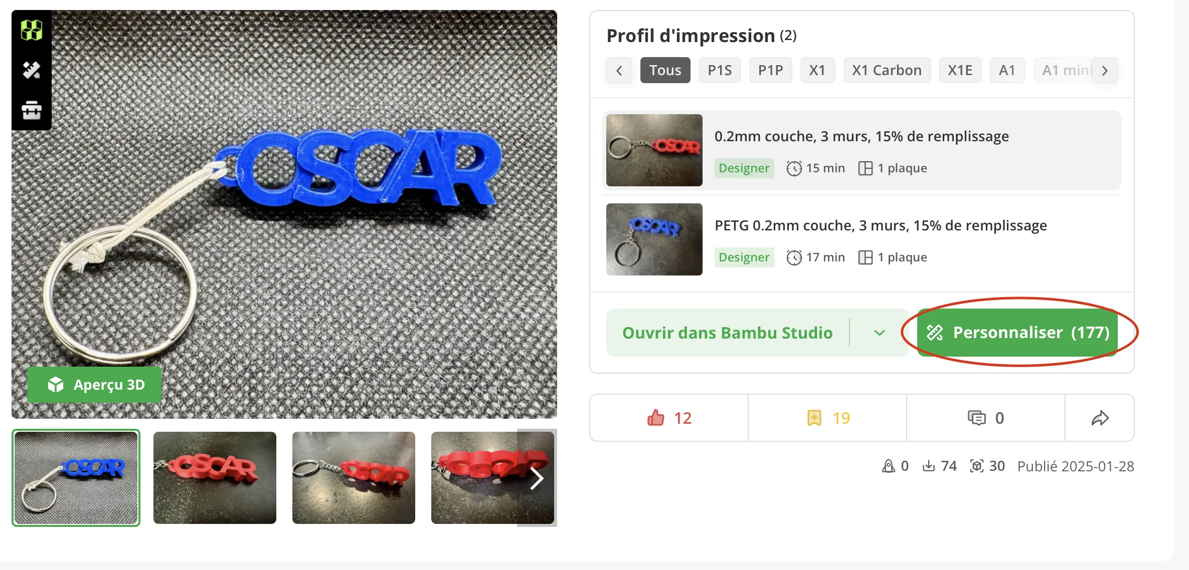 Personalized Keychain with the name Oscar by xavax MakerWorld: Download ...