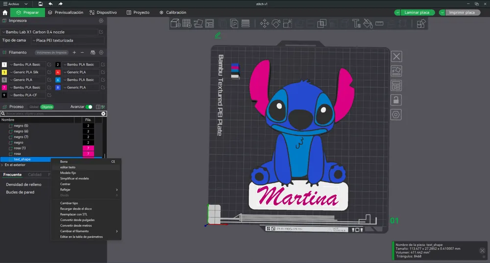 Editable Name Stitch by CREARTES_3D MakerWorld: Download Free 3D Models
