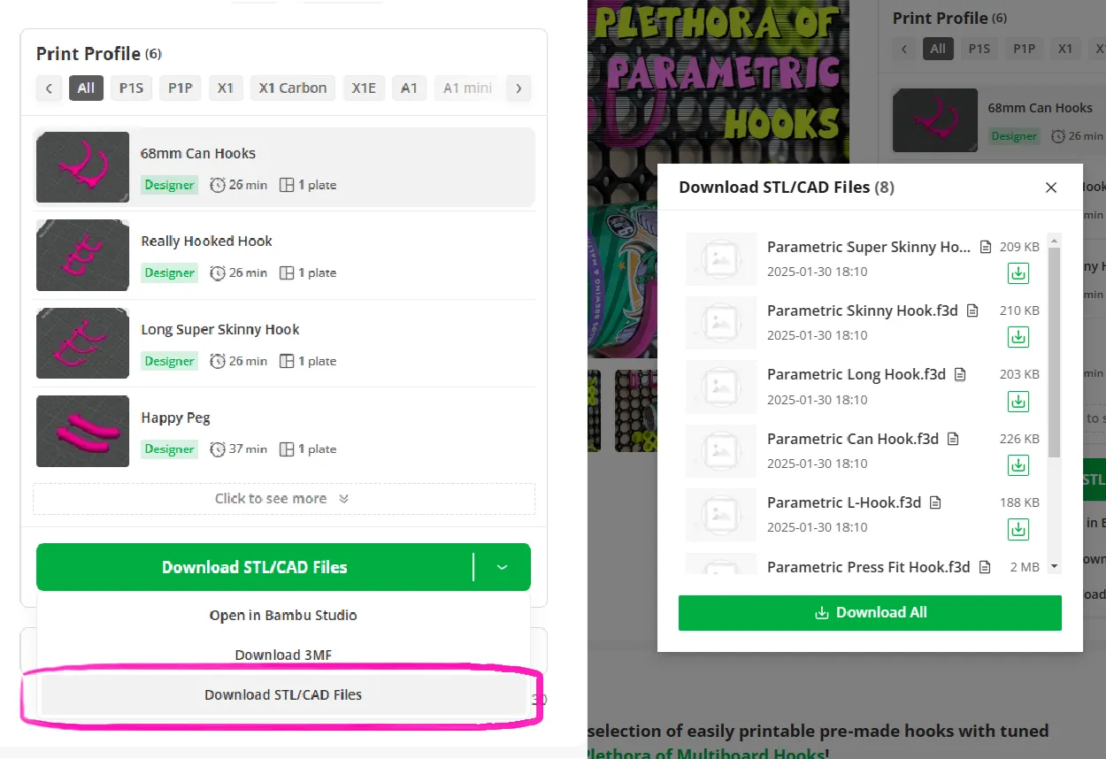 A Plethora of Parametric Multiboard Hooks by CaliperDaddy MakerWorld ...
