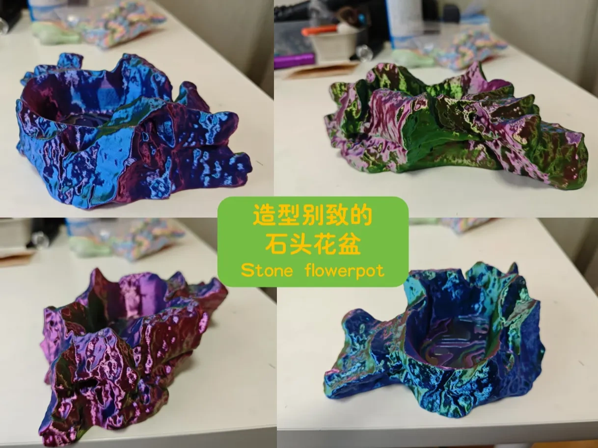 A uniquely shaped stone planter; offering a different view from every ...