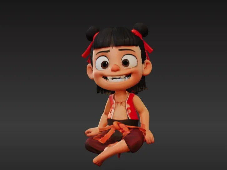 Nezha in a cross-legged laughing pose by xiaoyu - MakerWorld