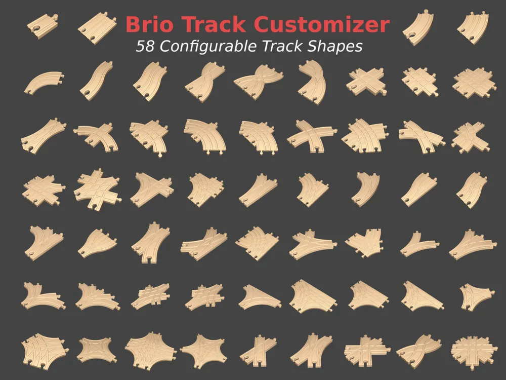 Brio Track Customizer w/STLs - 58 Track Shapes - Free 3D Print Model ...
