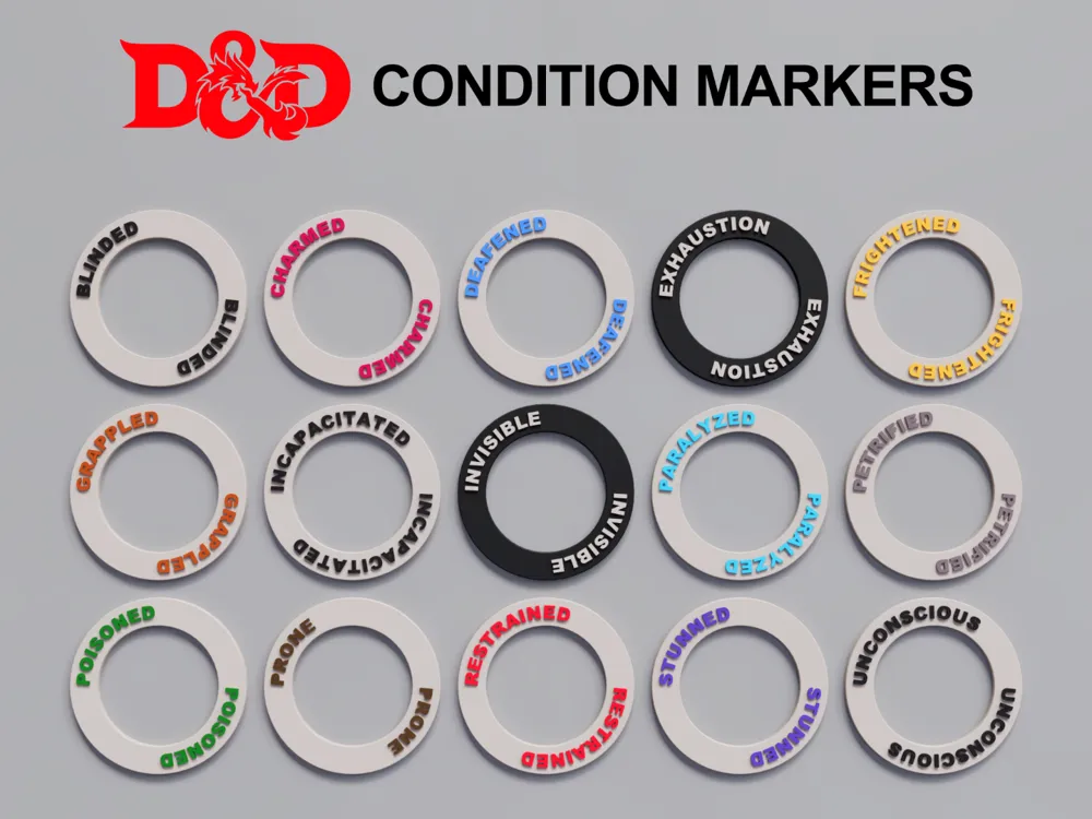 D&D Condition Rings - 36 Pack by Echocode - MakerWorld