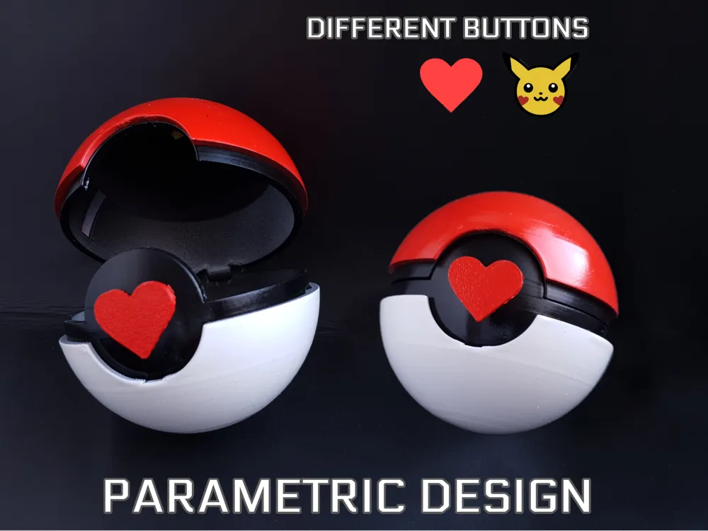 Valentine's Pokeball w/ heart (Parametric Design) by Lime - MakerWorld